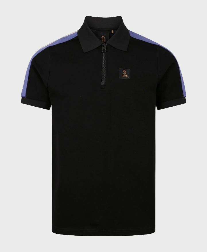 Luke 1977 Caltech 1000 Zip Polo - Black Future Dusk – Vault Menswear